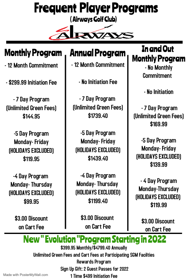 Frequent Players Only - Airways Golf Course - Fresno Golf